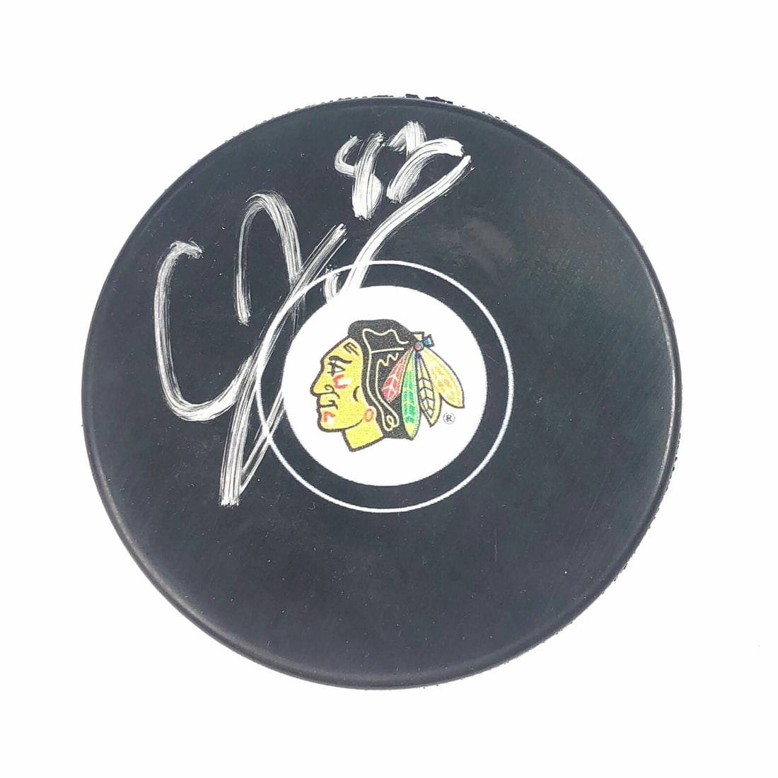 Caleb Jones Signed Hockey Puck Psa/dna Chicago Blackhawks Autographed ...
