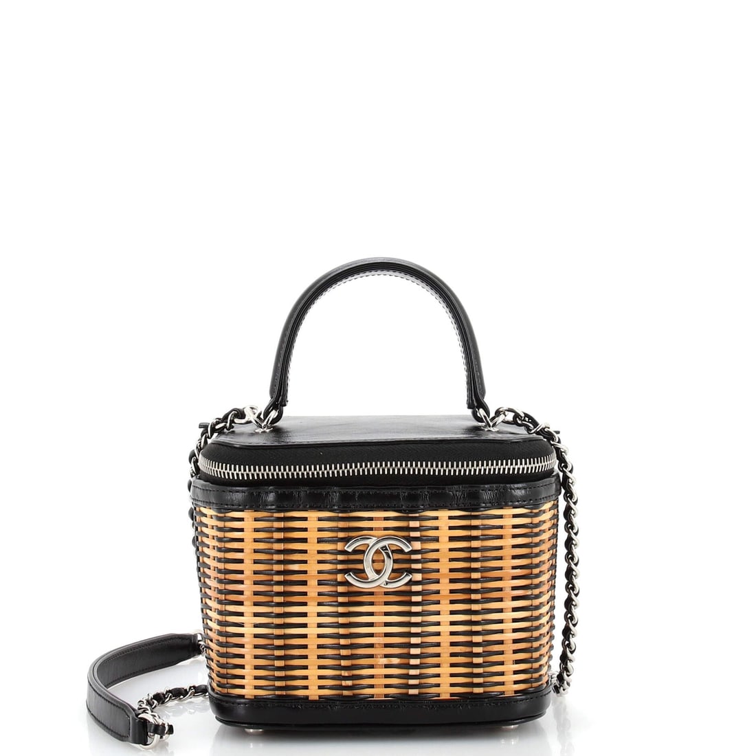Chanel Take Away Vanity Case Rattan And Calfskin Small Auction