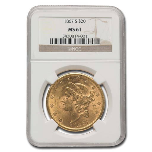 1867 S $20 Liberty Gold Double Eagle Ms 61 Ngc