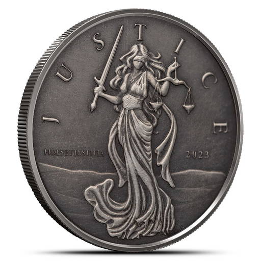 2023 1 Oz Antique Gibraltar Silver Lady Justice Coin