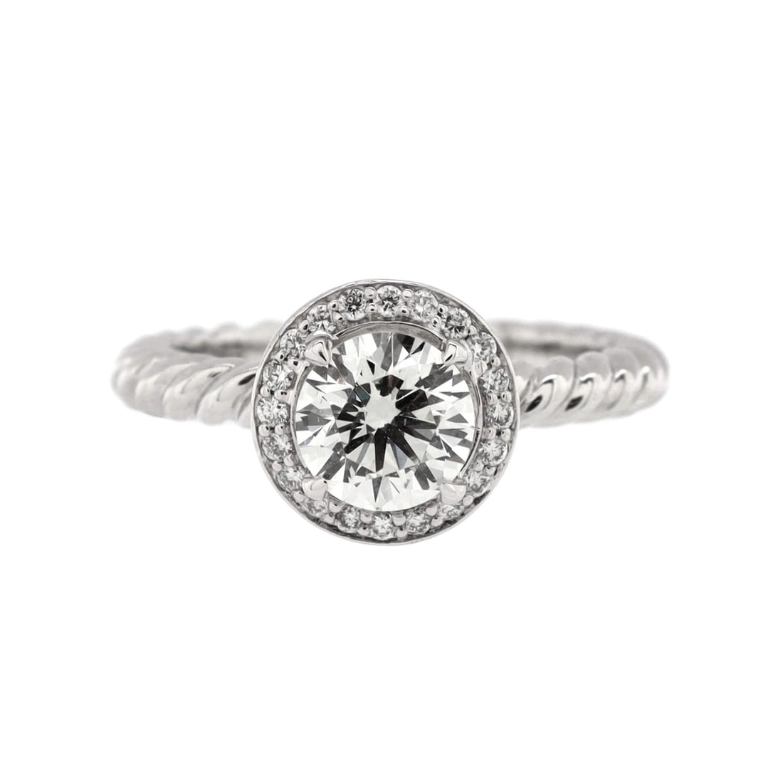 David Yurman Dy Cable Halo Solitaire Ring Platinum And Pave Diamonds ...