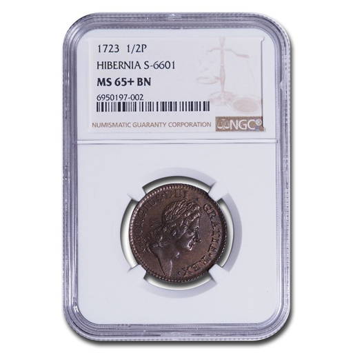 1723 Wood S Hibernia Halfpenny, Harp Right