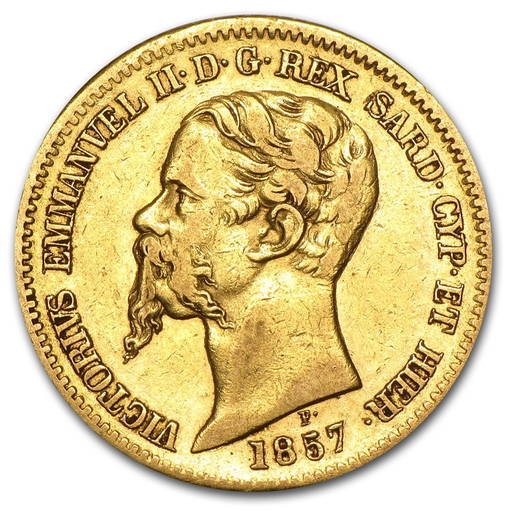 Sardinia Gold 20 Liras Avg Circ