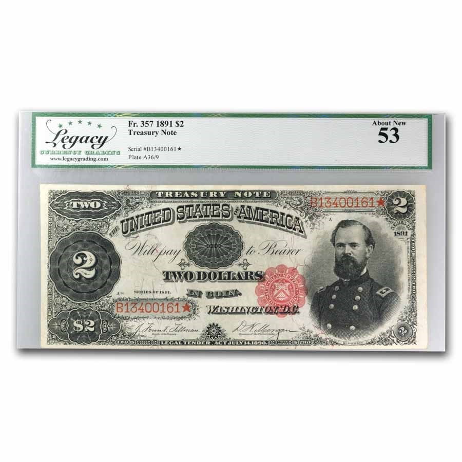 1891 $2 Treasury Note James Auction
