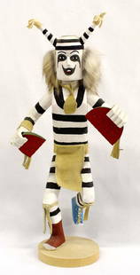 Navajo Hand Carved Koshare Clown Kachina By George