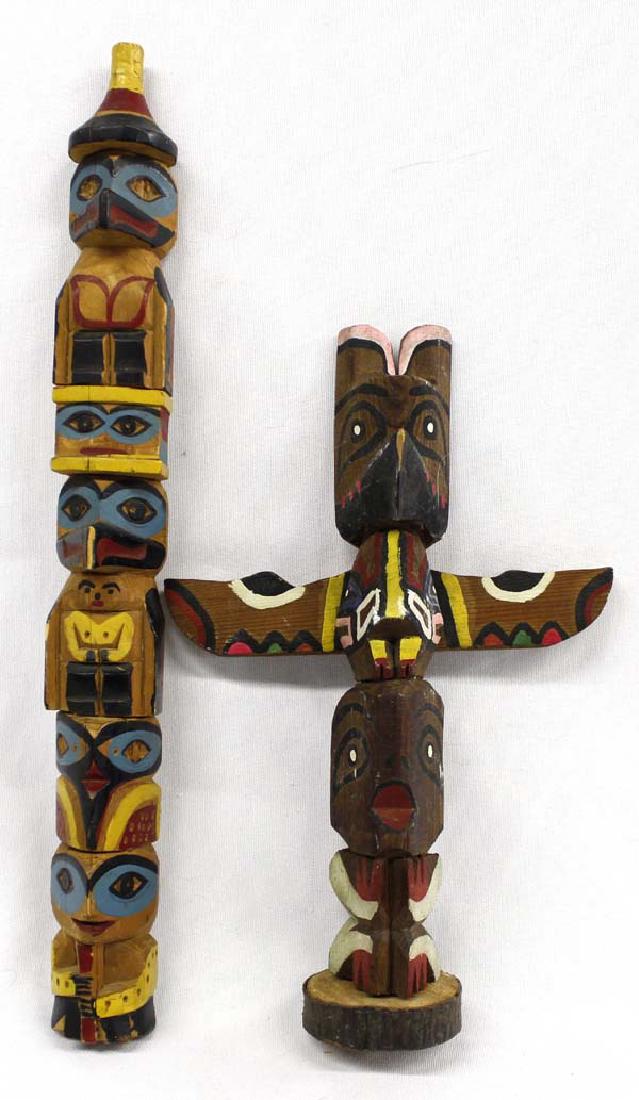 2 Native American Northwest Coast Totem Poles