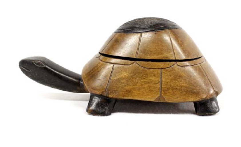 Rare African Carved Muninga Wood Turtle Box