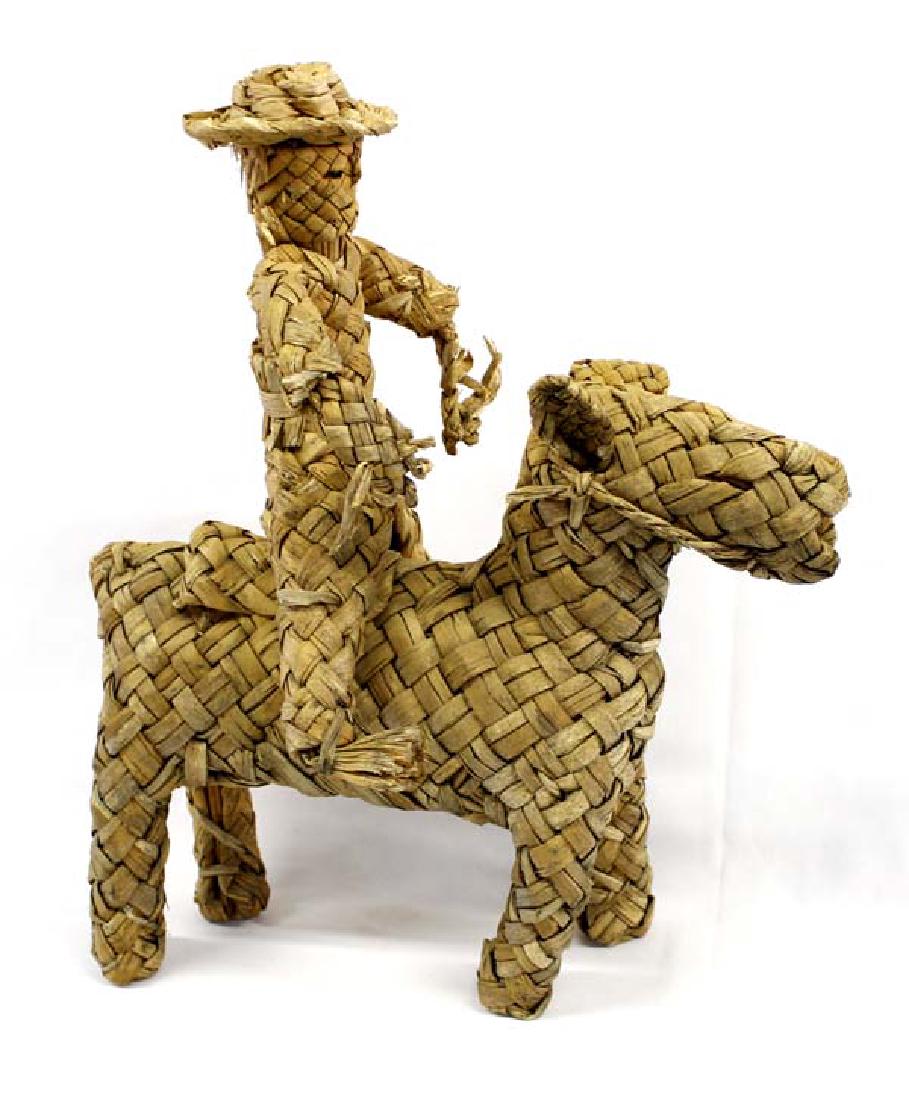 Vintage Mexican Tule Reed & Straw Horse and Rider