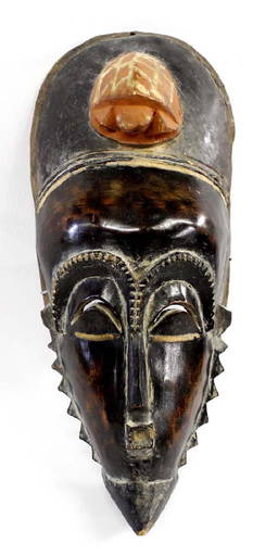 Vintage African Carved Wood Turtle Mask