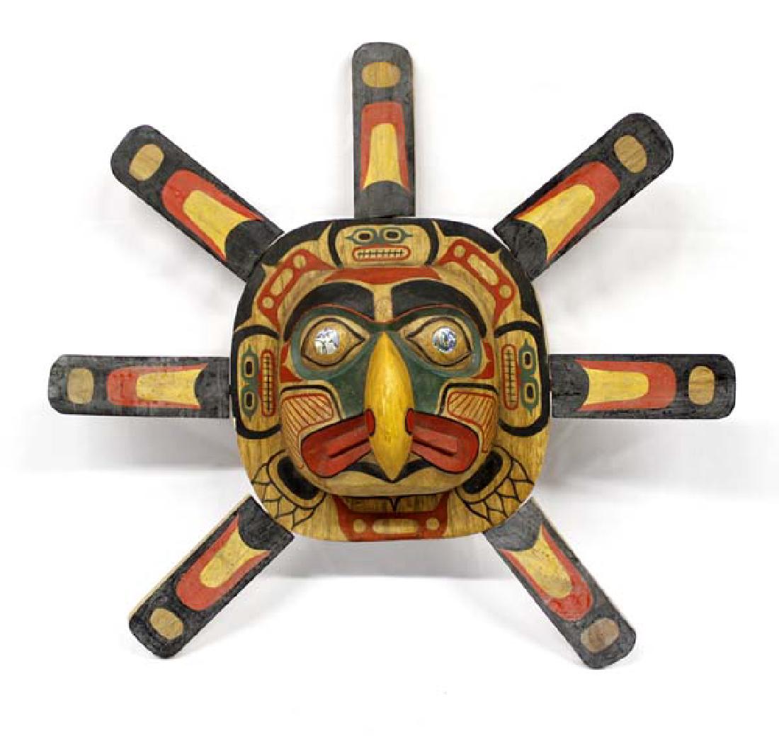 Northwest Coast Carved Wood Hawkman Sun Mask
