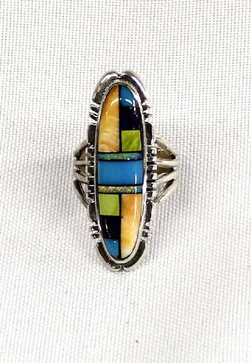 Native American Navajo Sterling Inlay Ring