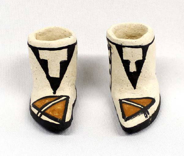 Pair Of Vintage Acoma Pottery Boots By E. Toribio