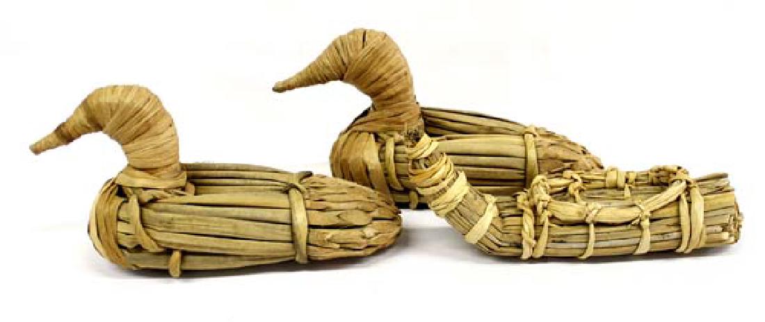 3 Native American Paiute Tule Reed Figural Pieces