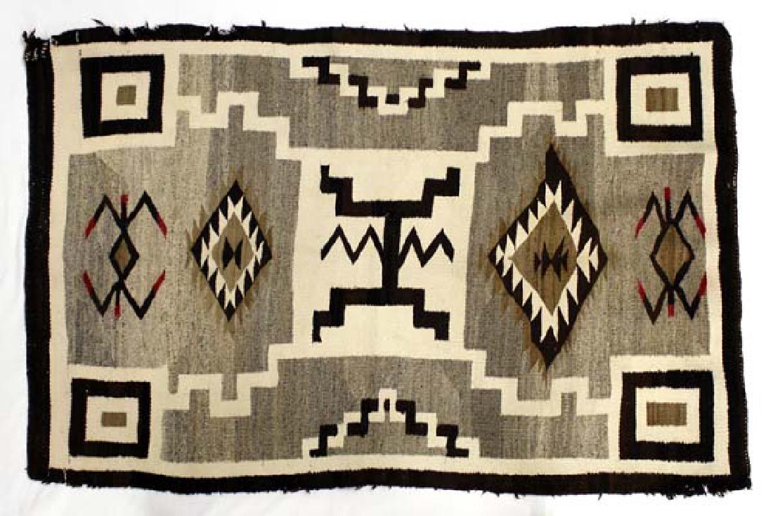 Vintage Navajo Traditional Storm Pattern Wool Rug