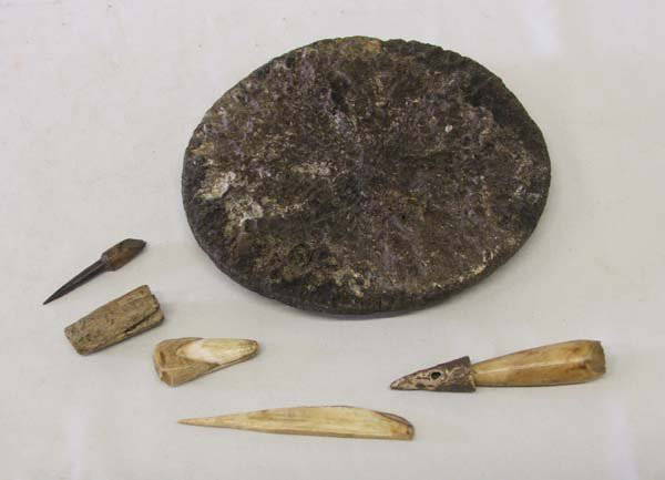Collection Eskimo Artifacts, Incl 6'' Bone Disc