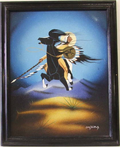 Sioux Original Oil Painting By Sam Two Bulls 28x2