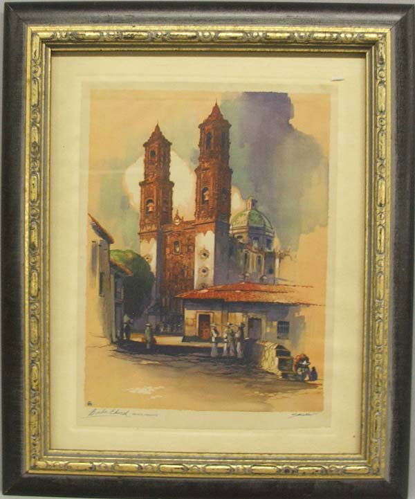 Early Church Print Taxco Mexico By Al Mettel