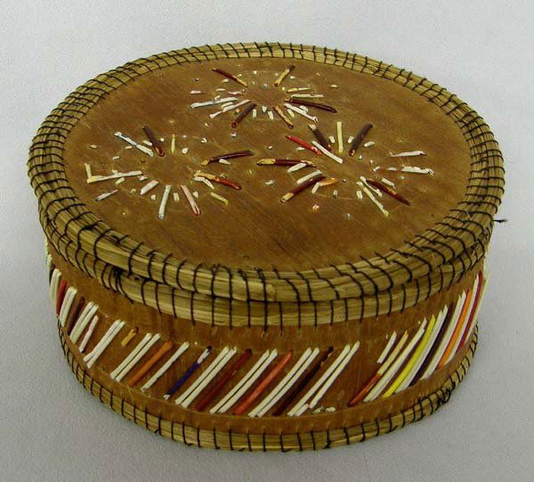 Vintage Iroquois Birch Bark Porcupine Quill Basket