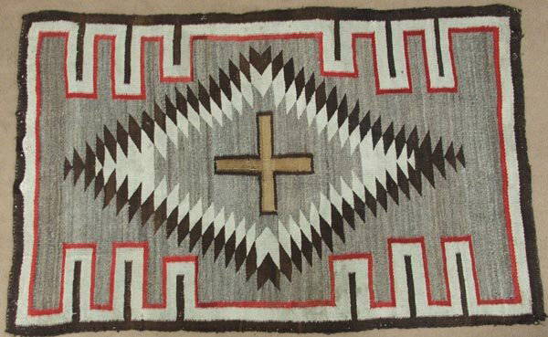 1940s Navajo Cross Directional Weaving Rug