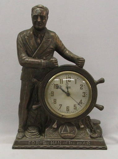 Metal United Electric Clock Fdr The Man Of The Hour