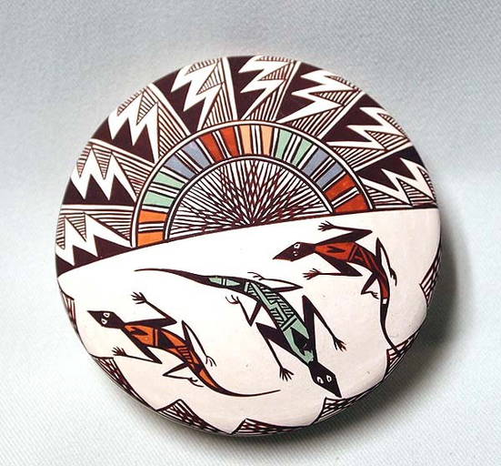 Acoma Miniature Lizard Seed Pottery By D Lewis