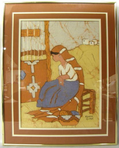 1984 Original Signed Southwest Batik Art By Martin