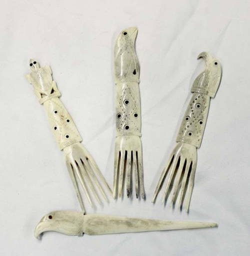 Lombok Island Carved Water Buffalo Bone Hair Combs