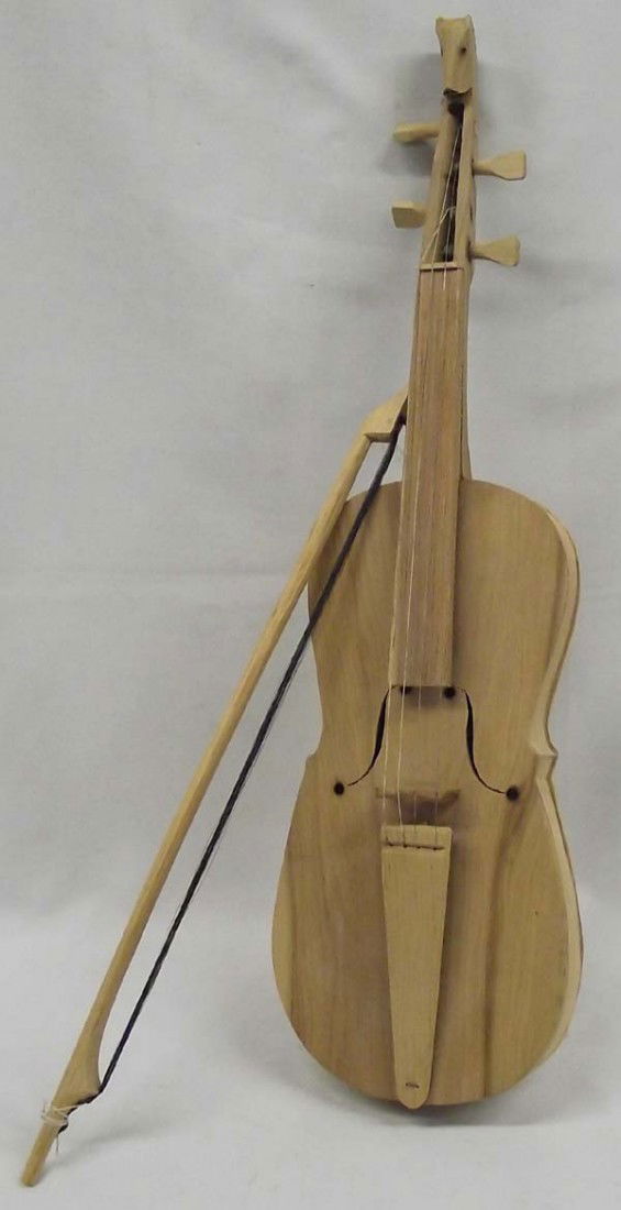 Tarahumara Hand Carved Wooden Indian Violin w/Bow