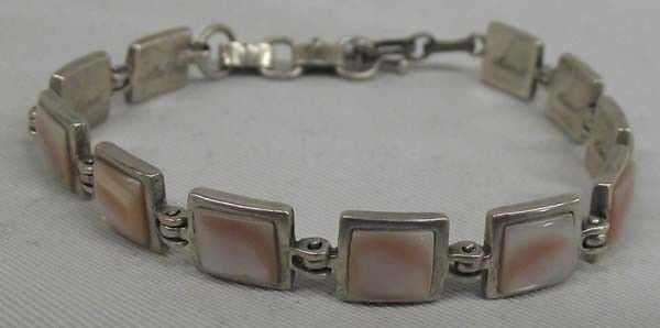 Sanel Sterling Pink Mother of Pearl Link Bracelet