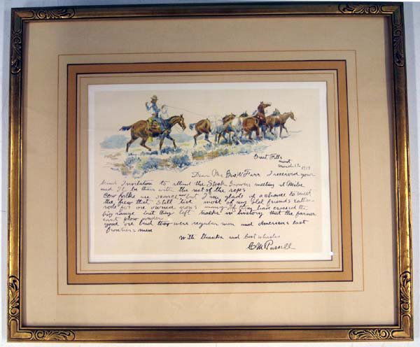 Framed Reproduction 1919 Charles M Russell Letter