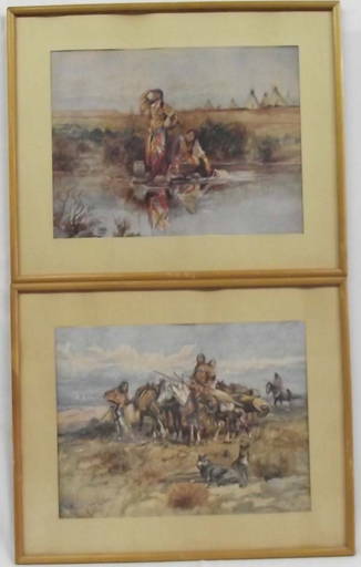 Pair Of Charles Russell Framed Prints