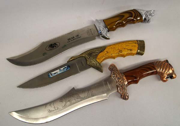 Three Stainless Sportsman Collector Knives