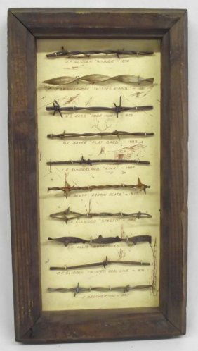 Framed Collection of Antique Barbed Wire