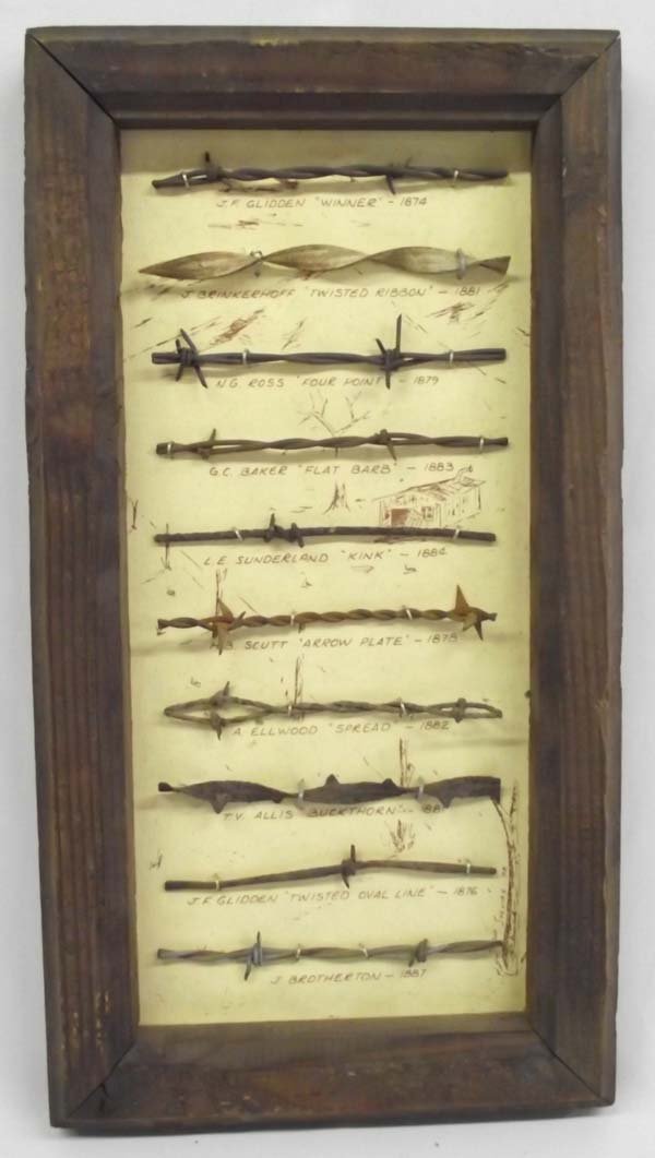 Framed Collection of Antique Barbed Wire