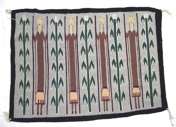 Navajo Four Yei Corn Stalk Wool Rug