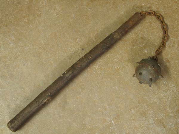 Antique Medieval Flail Or Morning Star Weapon