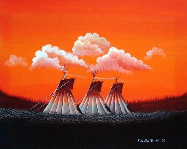 1990 Acrylic Painting Camp Site E Joshua Jr.