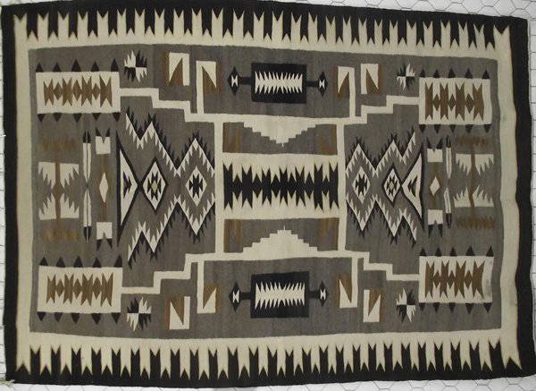 1940s Navajo Crystal Pictoral Storm Rug