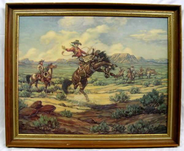 Framed Western Cowboy Print by Till Goodan 1896-1958