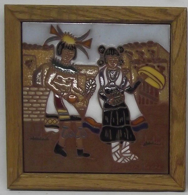 Pair of Framed Santa Fe Tiles by Jennifer Roche : Lot 1137