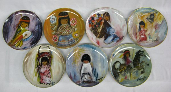 7 DeGrazia Indian Porcelain Collector Plates