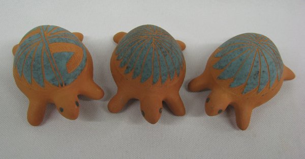 3 Acoma Pottery Turtles by Joseph and Sandra Lewis