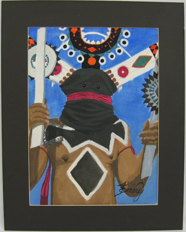 Original Apache Gaan Dancer Watercolor By T. Emery