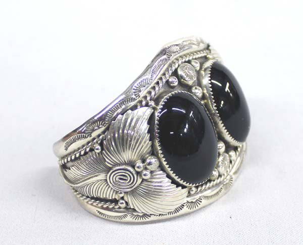 Navajo Sterling Onyx Bracelet By Joe Delgarito