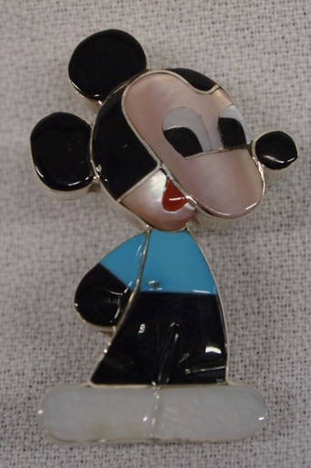 1950 Zuni Inlay Mickey Mouse Pin Pendant