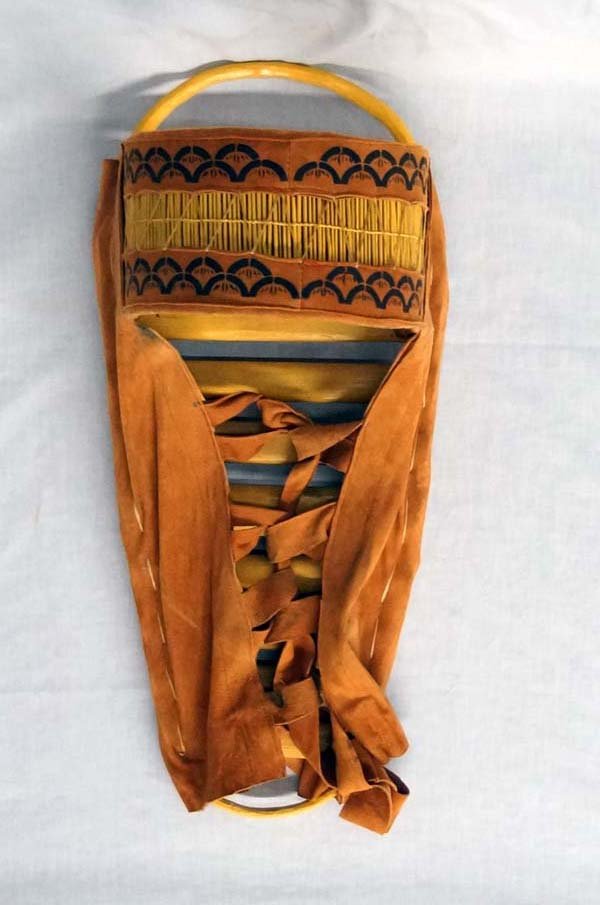 Native American Apache Wood And Hide Cradleboard