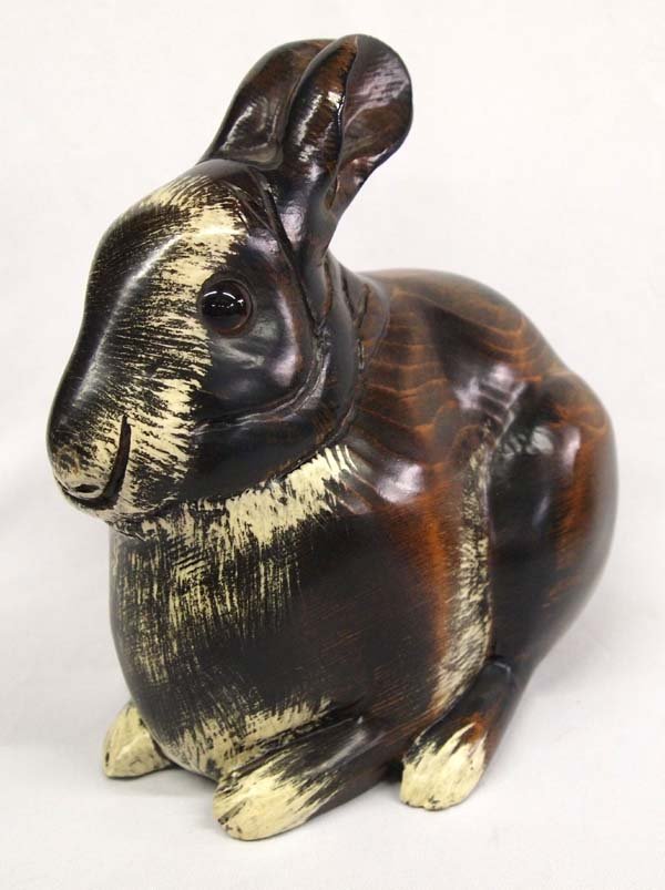 Carved Wood Rabbit by Leo Koppy