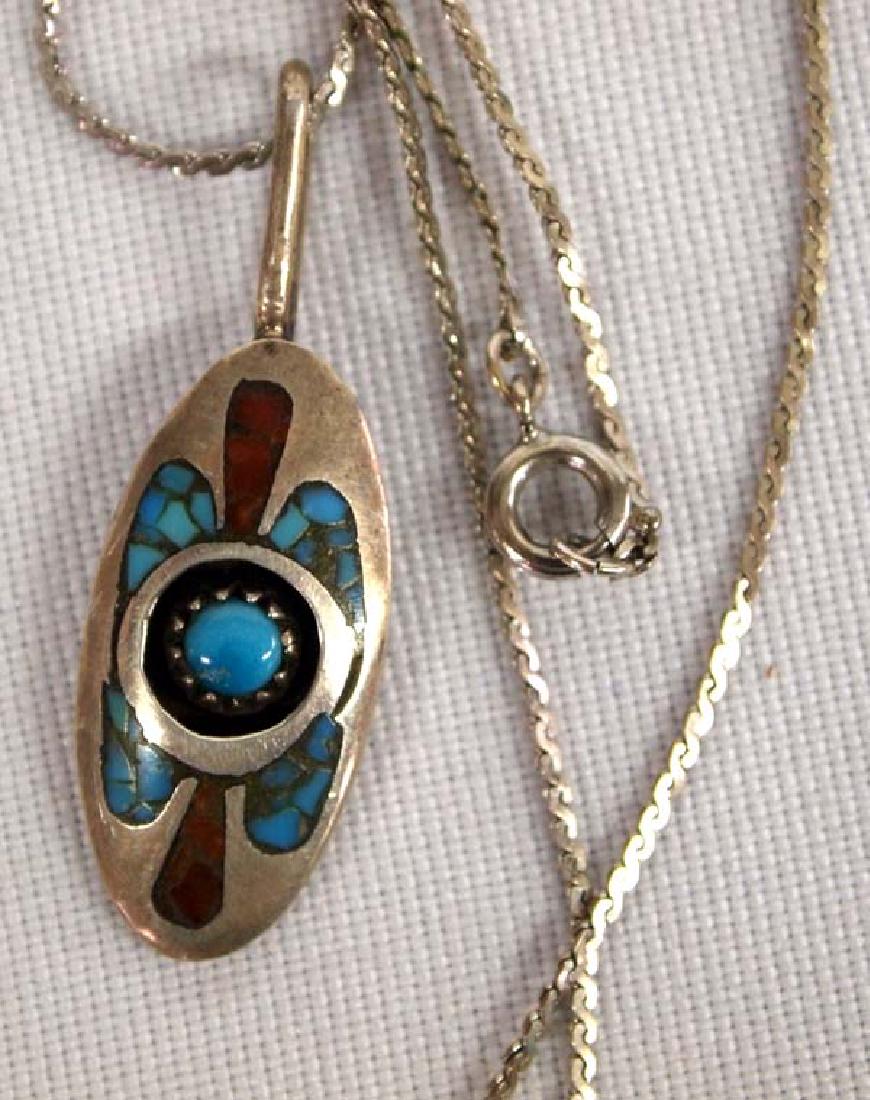 Navajo Silver Inlay Necklace, 1''pendant, $6.50 S&h