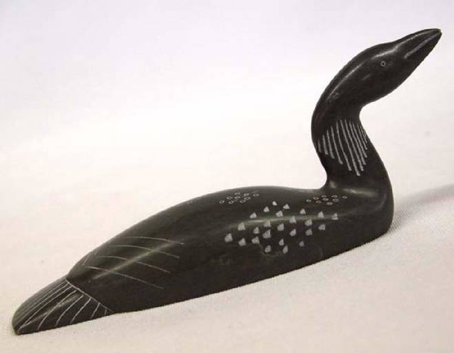 Canadian Inuit Carved Stone Loon By Isaac Amitook