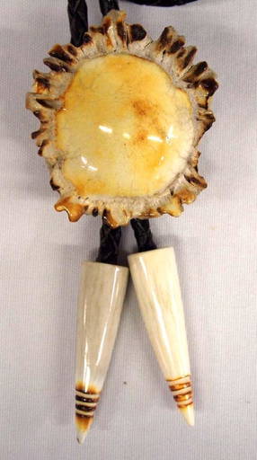 Large Western Bone Bolo Tie With Bone Aglets
